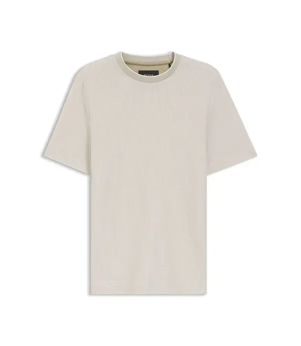 BOSS Cotton-silk T-shirt With Rich Structure - Khaki