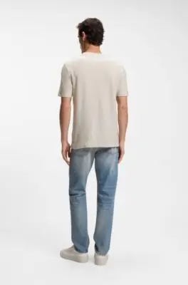 BOSS Cotton-silk T-shirt With Rich Structure - Khaki