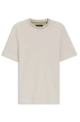 BOSS Cotton-silk T-shirt With Rich Structure - Khaki