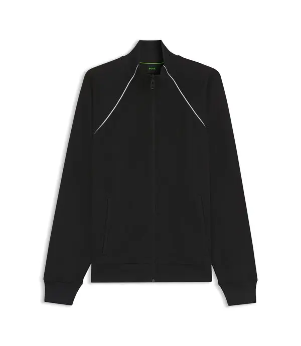 BOSS Contrast-piping Cotton-blend Sweatshirt - Black