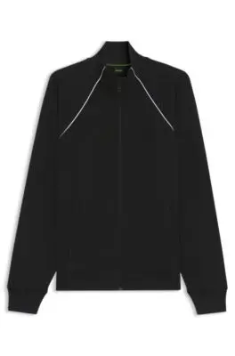 BOSS Contrast-piping Cotton-blend Sweatshirt - Black