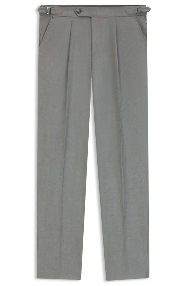 BOSS Melange Tapered-fit Trousers In Virgin Wool - Silver