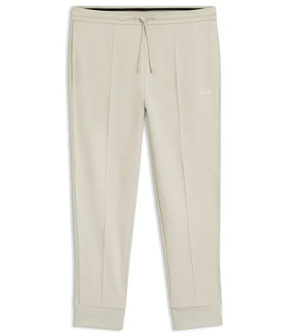 BOSS Piping-detail Tracksuit Bottoms In A Cotton Blend - Light Beige
