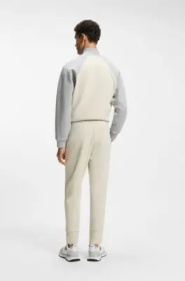 BOSS Piping-detail Tracksuit Bottoms In A Cotton Blend - Light Beige