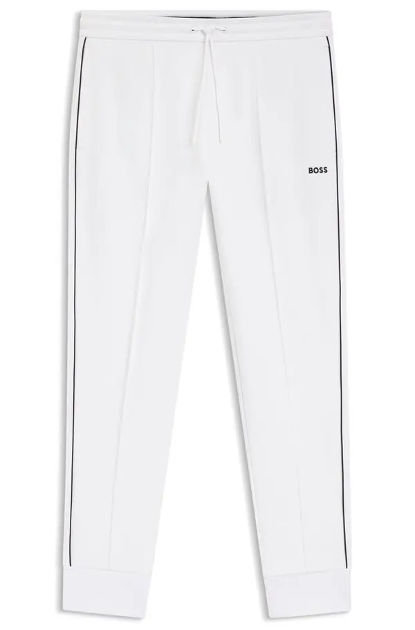 BOSS Piping-detail Tracksuit Bottoms In A Cotton Blend - White