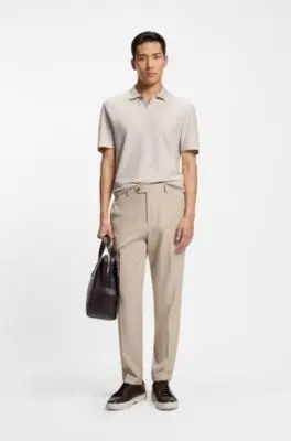 BOSS Cotton-silk Polo Shirt With Three-tone Structure - Khaki