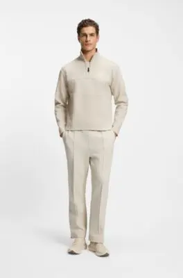 BOSS Cotton-blend Sweatshirt With Tennis-themed Logo - Light Beige