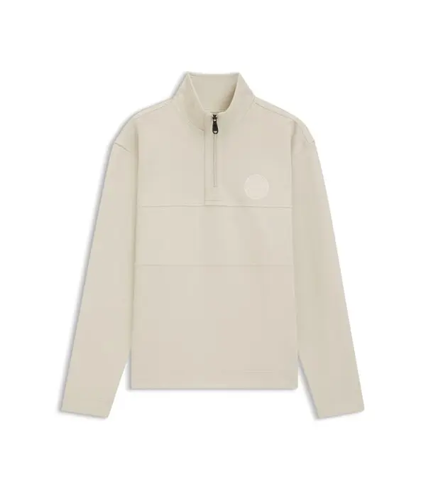 BOSS Cotton-blend Quarter-zip Sweatshirt With Tennis-themed Logo