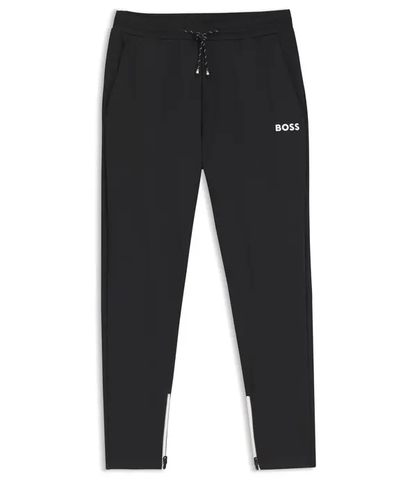 BOSS Active Stretch-gabardine Tracksuit Bottoms With Zipped Hems - Black