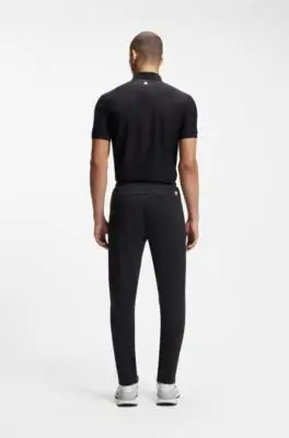 BOSS Active Stretch-gabardine Tracksuit Bottoms With Zipped Hems - Black