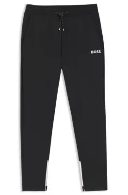BOSS Active Stretch-gabardine Tracksuit Bottoms With Zipped Hems - Black