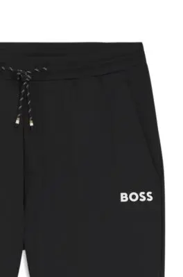 BOSS Active Stretch-gabardine Tracksuit Bottoms With Zipped Hems - Black