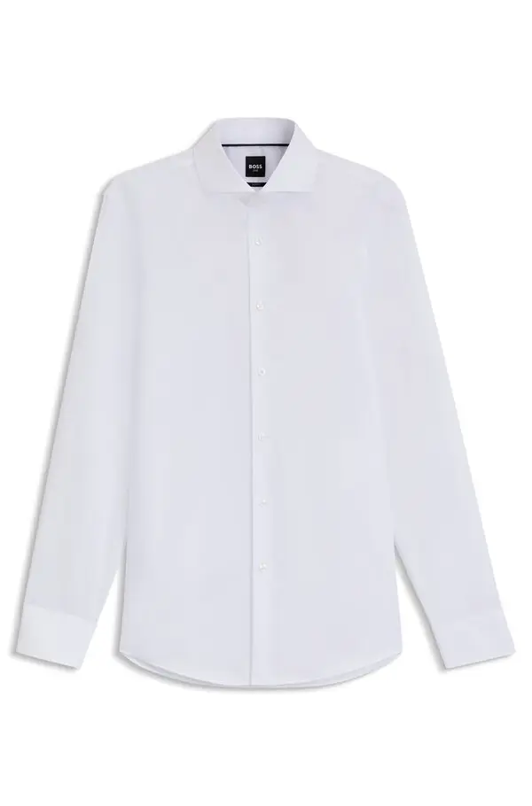 BOSS Wrinkle-resistant Slim-fit Shirt In Cotton Twill - White
