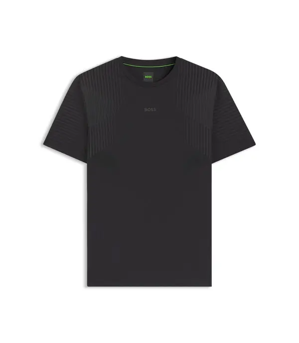 BOSS Quick-dry T-shirt With Reflective Details - Black