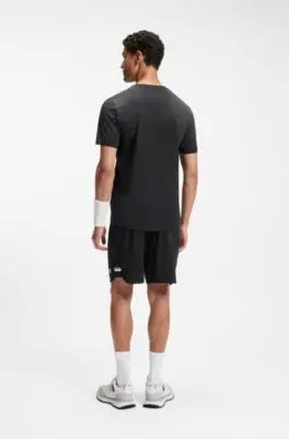 BOSS Quick-dry T-shirt With Reflective Details - Black