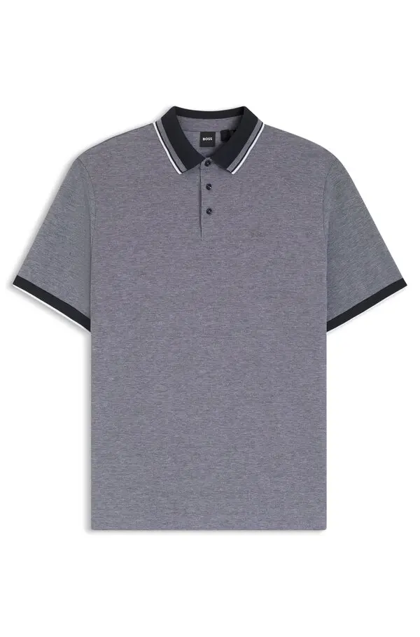 BOSS Oxford Cotton-piqué Polo Shirt With Logo Detail - Dark Blue