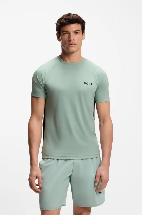 BOSS Quick-dry Slim-fit T-shirt With Four-way Stretch - Light Green