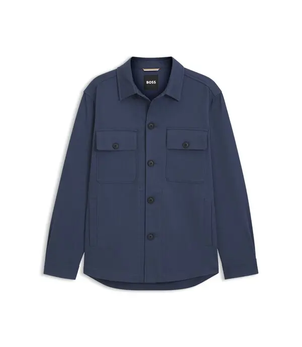 BOSS Relaxed-fit Overshirt In Stretch-cotton Twill - Light Blue