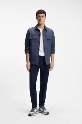 BOSS Relaxed-fit Overshirt In Stretch-cotton Twill - Light Blue