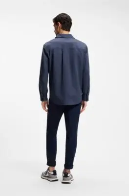 BOSS Relaxed-fit Overshirt In Stretch-cotton Twill - Light Blue