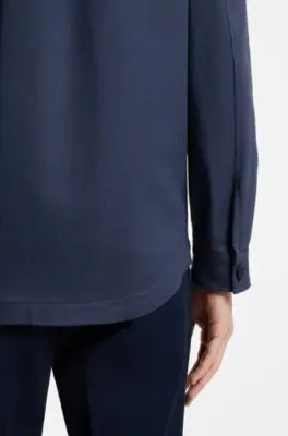 BOSS Relaxed-fit Overshirt In Stretch-cotton Twill - Light Blue