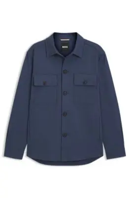 BOSS Relaxed-fit Overshirt In Stretch-cotton Twill - Light Blue