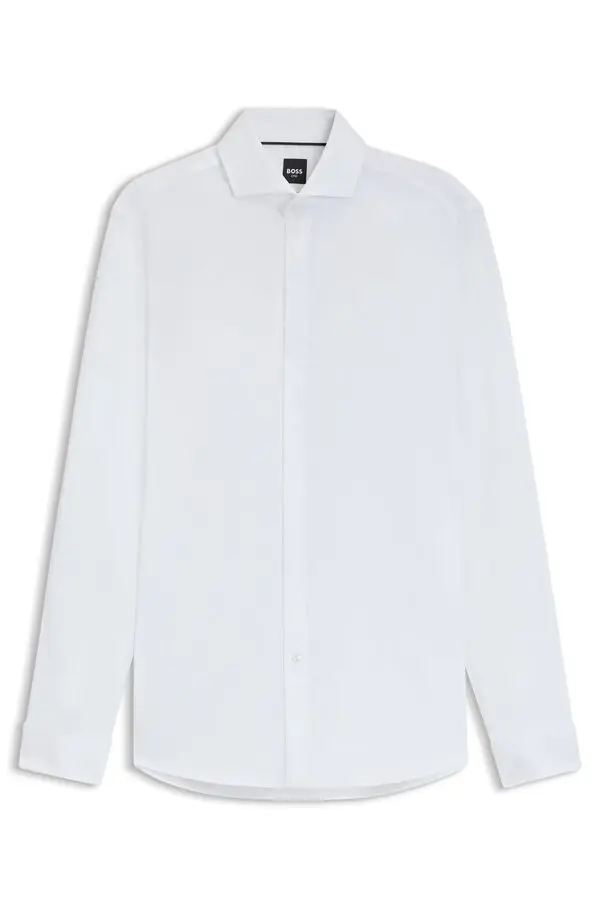 BOSS Wrinkle-resistant Slim-fit Shirt In Oxford Cotton - White