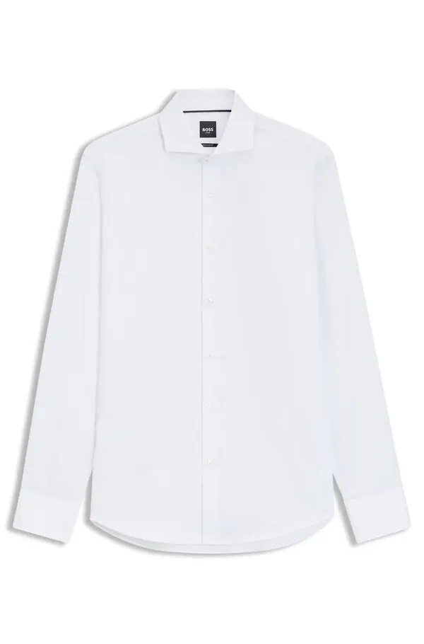 BOSS Wrinkle-resistant Regular-fit Shirt In Oxford Cotton - White