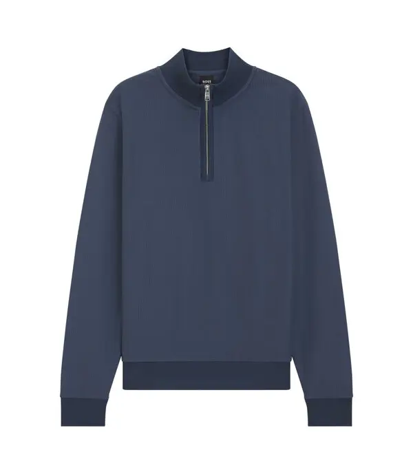 BOSS Quarter-zip Cotton Blend Sweatshirt - Light Blue