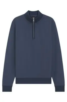 BOSS Quarter-zip Cotton Blend Sweatshirt - Light Blue