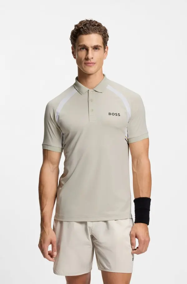 BOSS Quick-dry Slim-fit Polo Shirt With Four-way Stretch - Light Beige