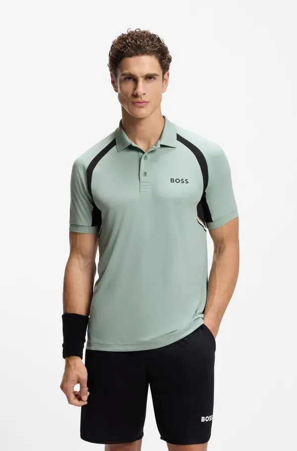BOSS Quick-dry Slim-fit Polo Shirt With Four-way Stretch - Light Green