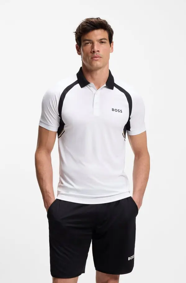 BOSS Quick-dry Slim-fit Polo Shirt With Four-way Stretch - White