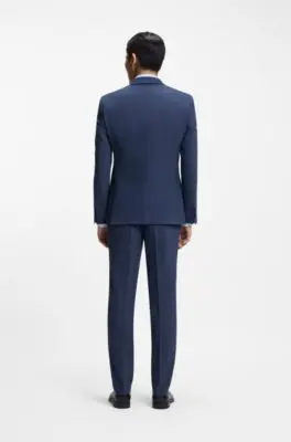 BOSS Micro-patterned Two-piece Slim-fit Suit In Stretch Cloth - Light Blue