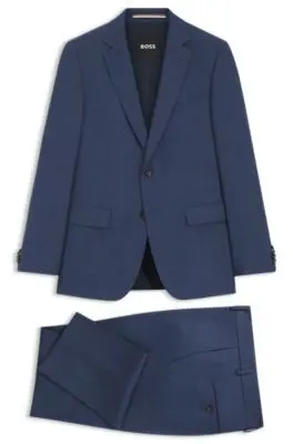 BOSS Micro-patterned Two-piece Slim-fit Suit In Stretch Cloth - Light Blue