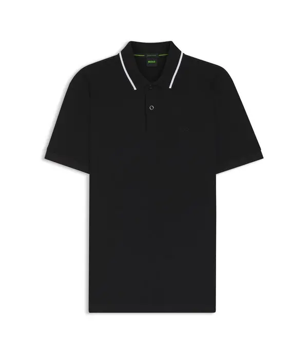 BOSS Paddy Slim-fit Polo Shirt In Interlock Cotton - Black