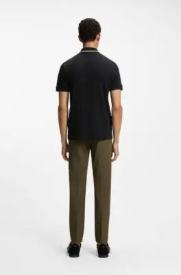 BOSS Paddy Slim-fit Polo Shirt In Interlock Cotton - Black