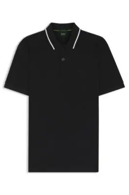 BOSS Paddy Slim-fit Polo Shirt In Interlock Cotton - Black