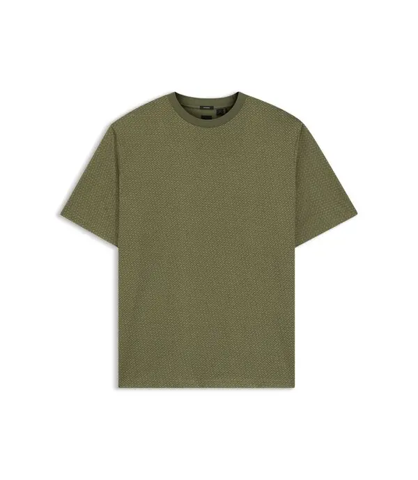 BOSS Printed-monogram T-shirt In Mercerised Cotton - Green