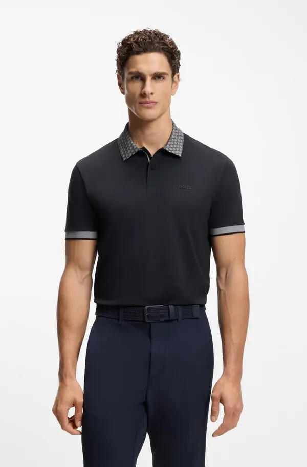 BOSS Paddy Polo Shirt In Stretch-cotton Piqu - Dark Blue