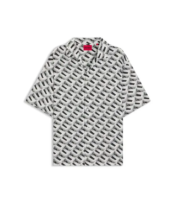 Hugo Oversized-fit Shirt With Statement Print - White