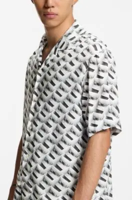 Hugo Oversized-fit Shirt With Statement Print - White
