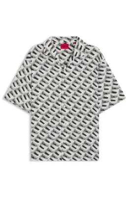 Hugo Oversized-fit Shirt With Statement Print - White