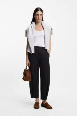 BOSS Barrel-leg Trousers In Stretch Twill
