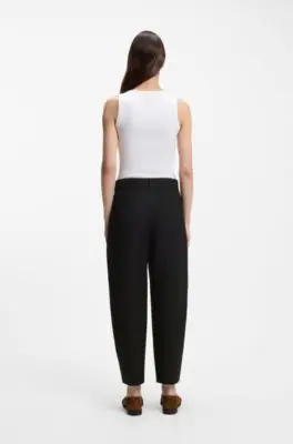 BOSS Barrel-leg Trousers In Stretch Twill