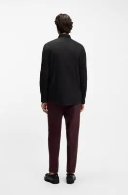 Hugo Relaxed-fit Shirt In Stretch-cotton Canvas