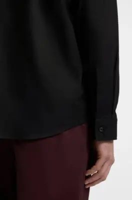 Hugo Relaxed-fit Shirt In Stretch-cotton Canvas