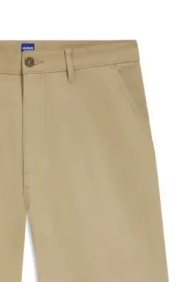 Hugo Baggy Trousers In Stretch-cotton Canvas - Beige