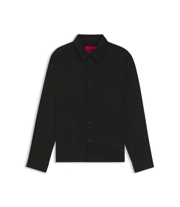 Hugo Oversized-fit Overshirt In Soft Twill - Black