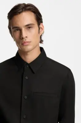 Hugo Oversized-fit Overshirt In Soft Twill - Black